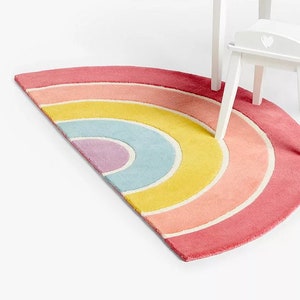 Rainbow Shaped Hand Tufted 100% Wool Rug Area Carpet, Multicolor Non ...