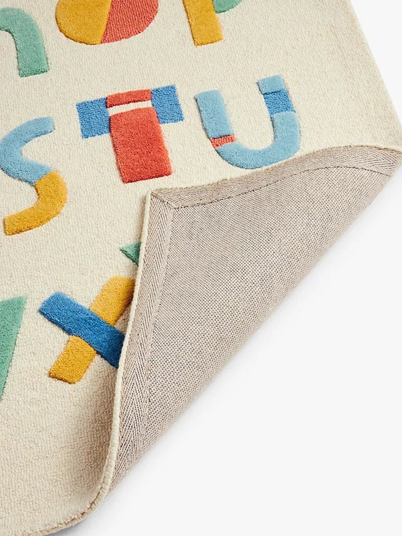 Alphabet Hand Tufted Kids Educational Rug, Multicolor Kids Woolen ...