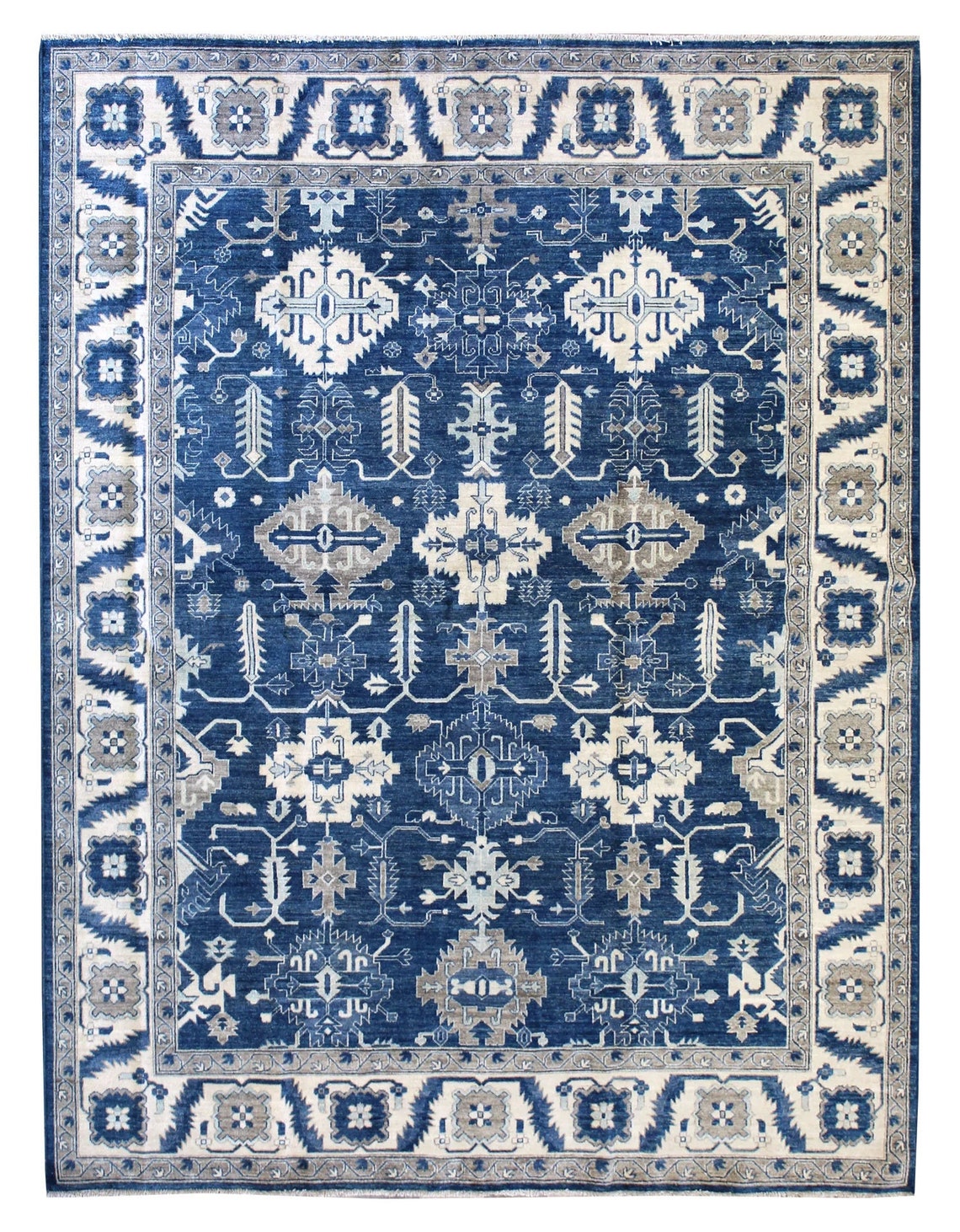 Beautiful Handwoven Blue Oushak Rug, Traditional Woolen Oushak Carpet ...