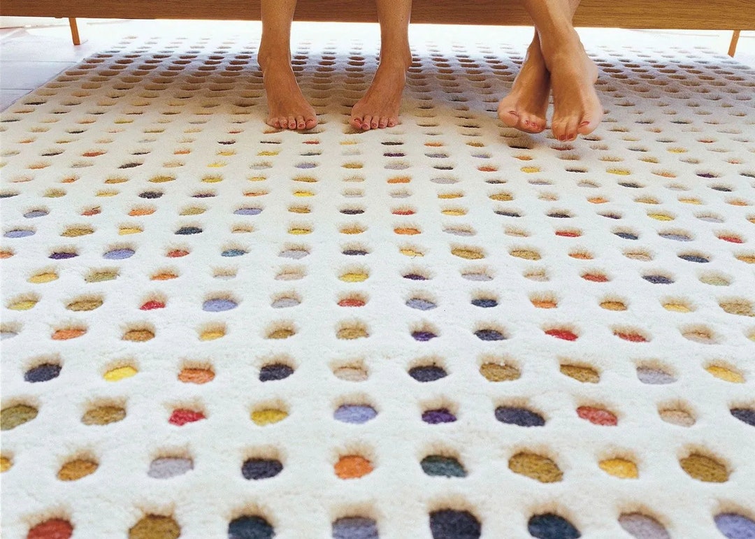 Hand Tufted Wool Polka Dot Rug: Multicolor Boho Decor - Etsy