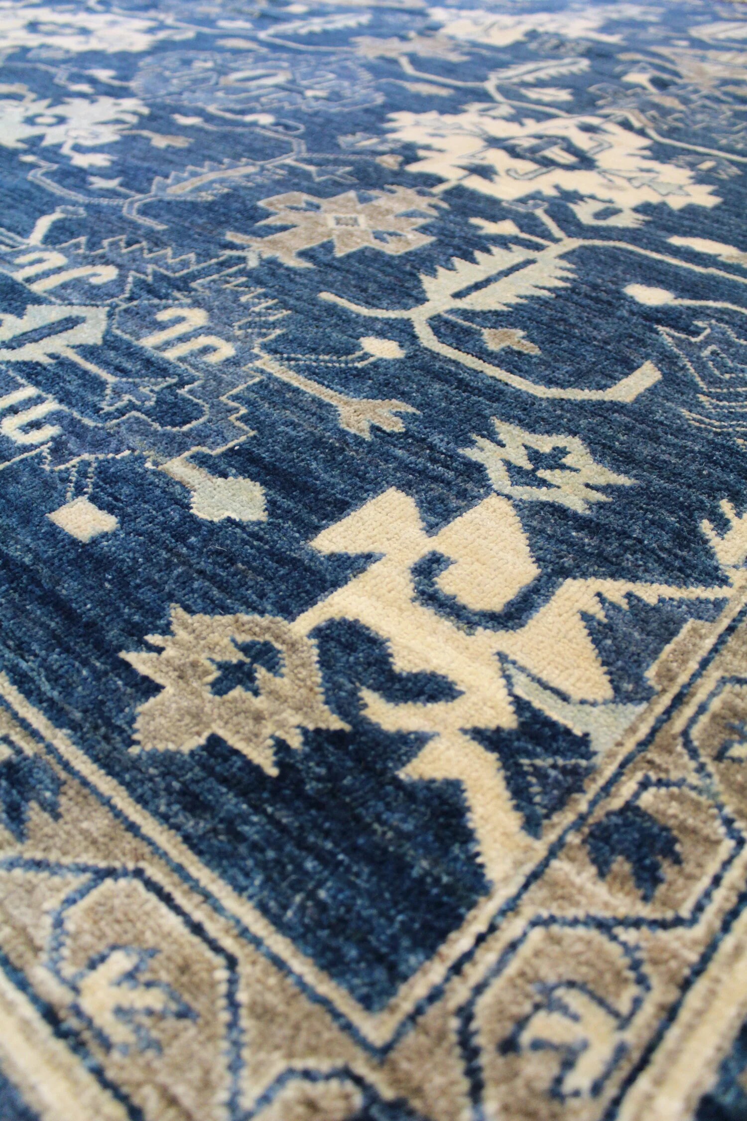 Beautiful Handwoven Blue Oushak Rug, Traditional Woolen Oushak Carpet ...