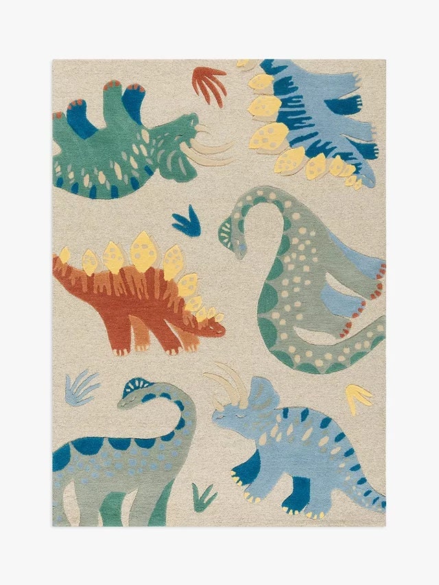 Hand Tufted Dinosaur World Soft Wool Rug, Animal Rug for Kids Room, Non ...