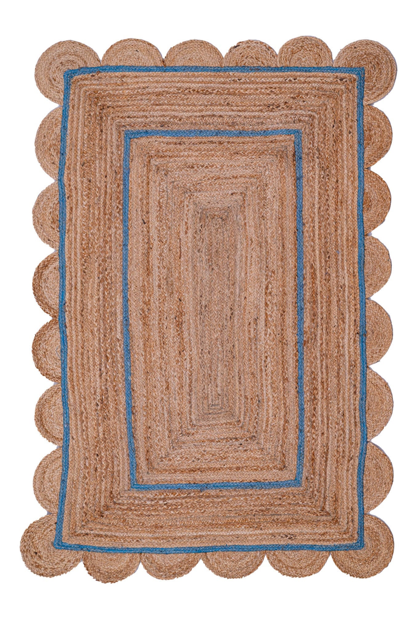 Natural Flint Blue Jute Scallop Rug Scalloped Jute Runner - Etsy
