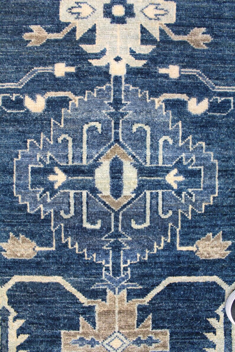 Beautiful Handwoven Blue Oushak Rug, Traditional Woolen Oushak Carpet ...