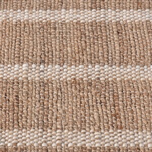 Striped Natural Jute Area Rug, Natural Wool Jute Living Room Runner ...