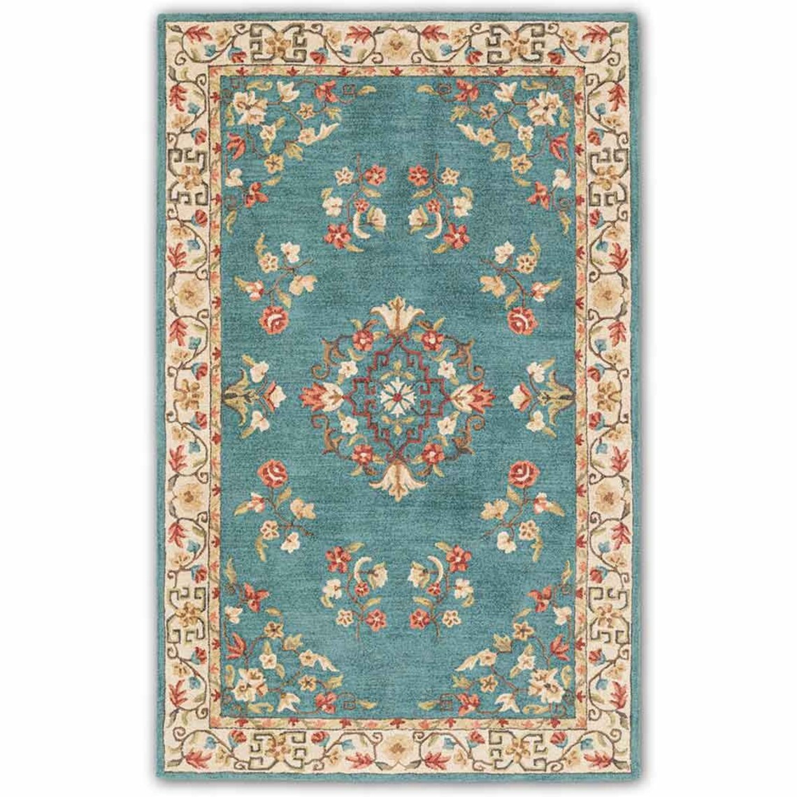 Hand Tufted Floral Pattern Woolen Rug, Beautiful Area Rug for Living ...