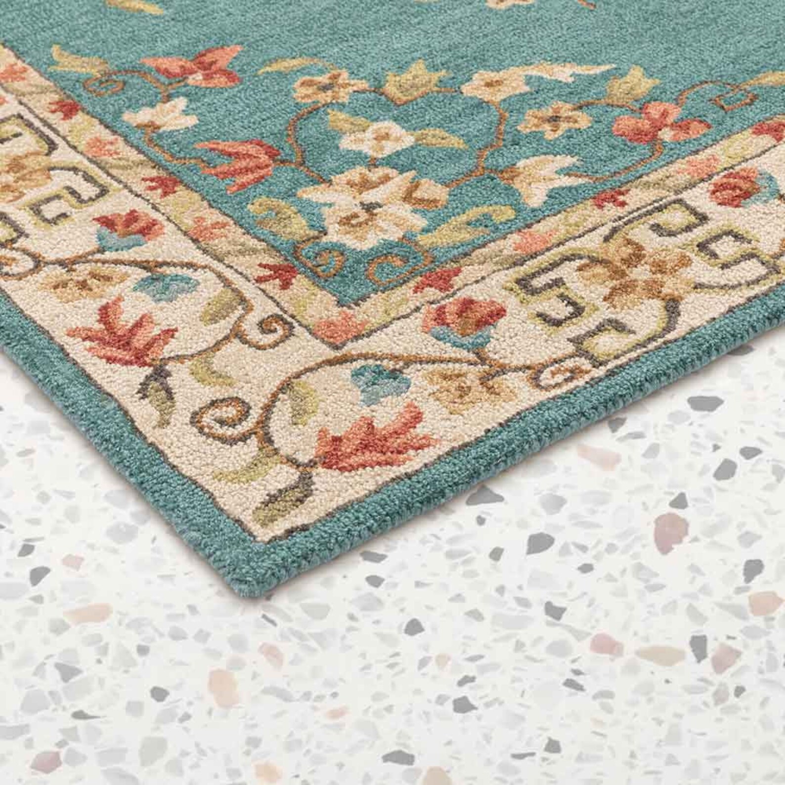 Hand Tufted Floral Pattern Woolen Rug, Beautiful Area Rug for Living ...