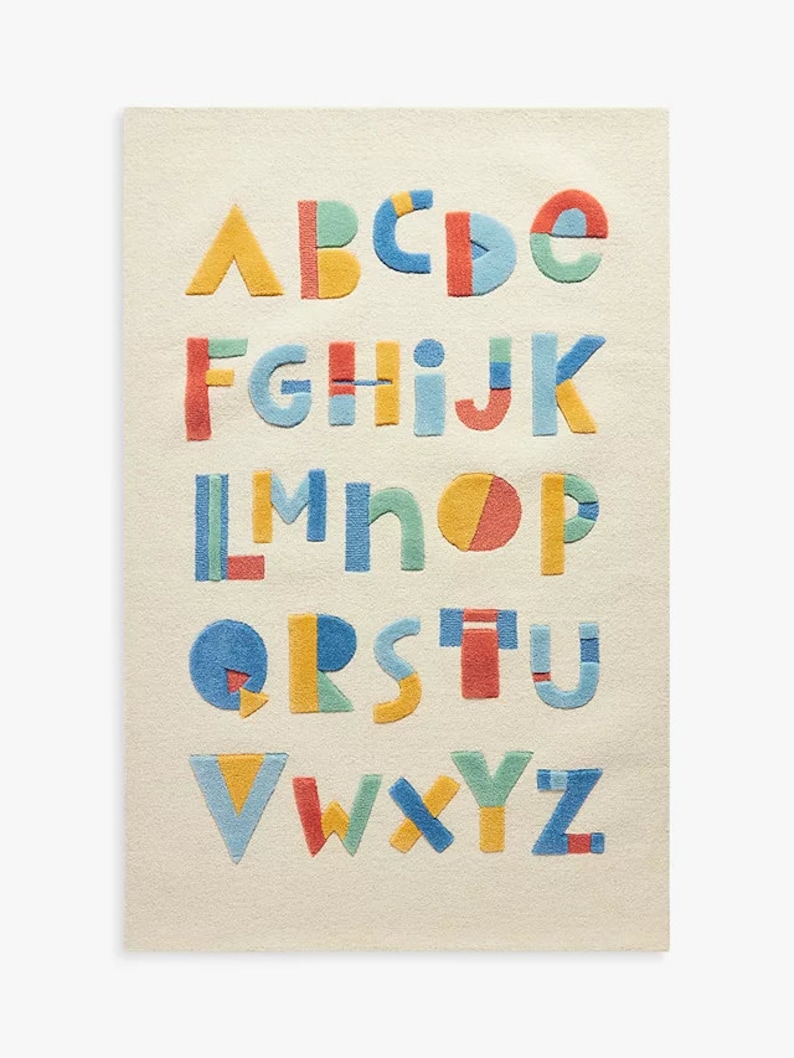 Alphabet Hand Tufted Kids Educational Rug, Multicolor Kids Woolen ...