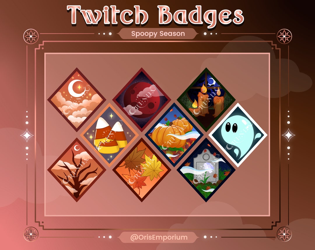 Halloween Spooky Fall Season Sub Badges or Honor Medals for Twitch ...