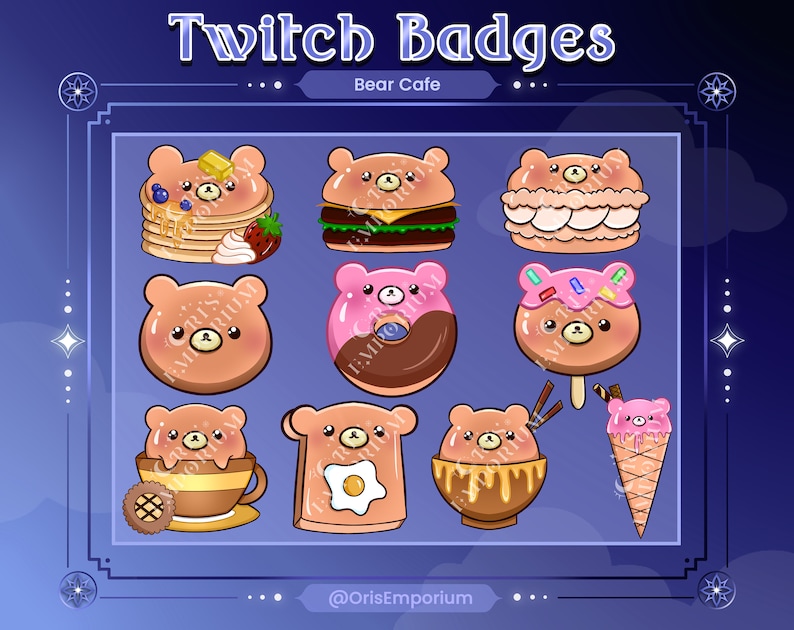 Bear Cafe Dessert Food Sub Badges for Twitch/youtube/kick/discord Bit ...