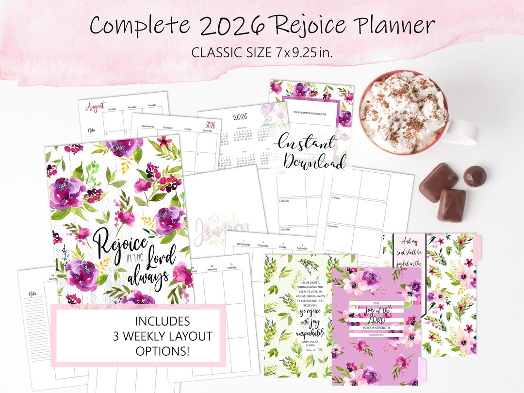 Printable Christian Planner 2026 Classic Size Faith Planner Floral ...