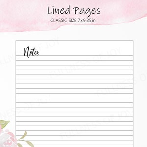 Notes Page Printable Classic Size Line Note Paper - Classic Size ...