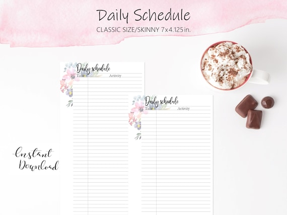 Daily Schedule Printable Watercolor Floral Schedule Page - Etsy