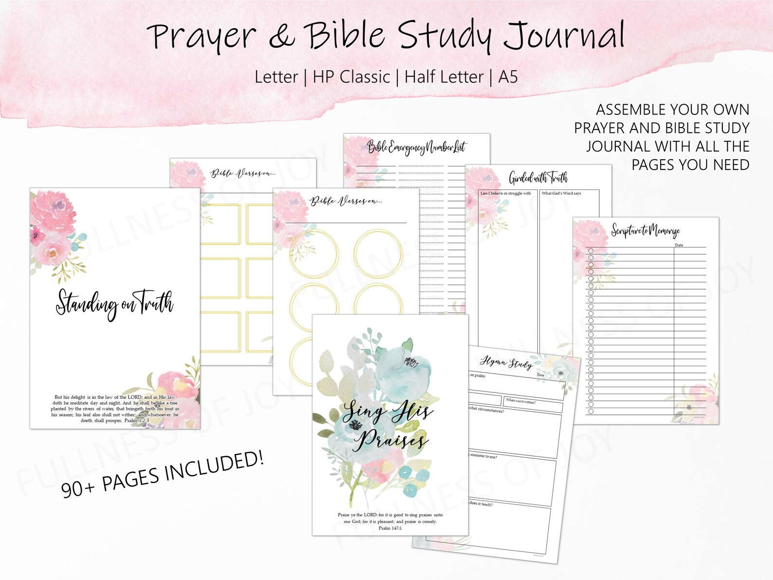 Prayer & Bible Study Journal Printable: Scripture Mapping, Sermon Notes ...