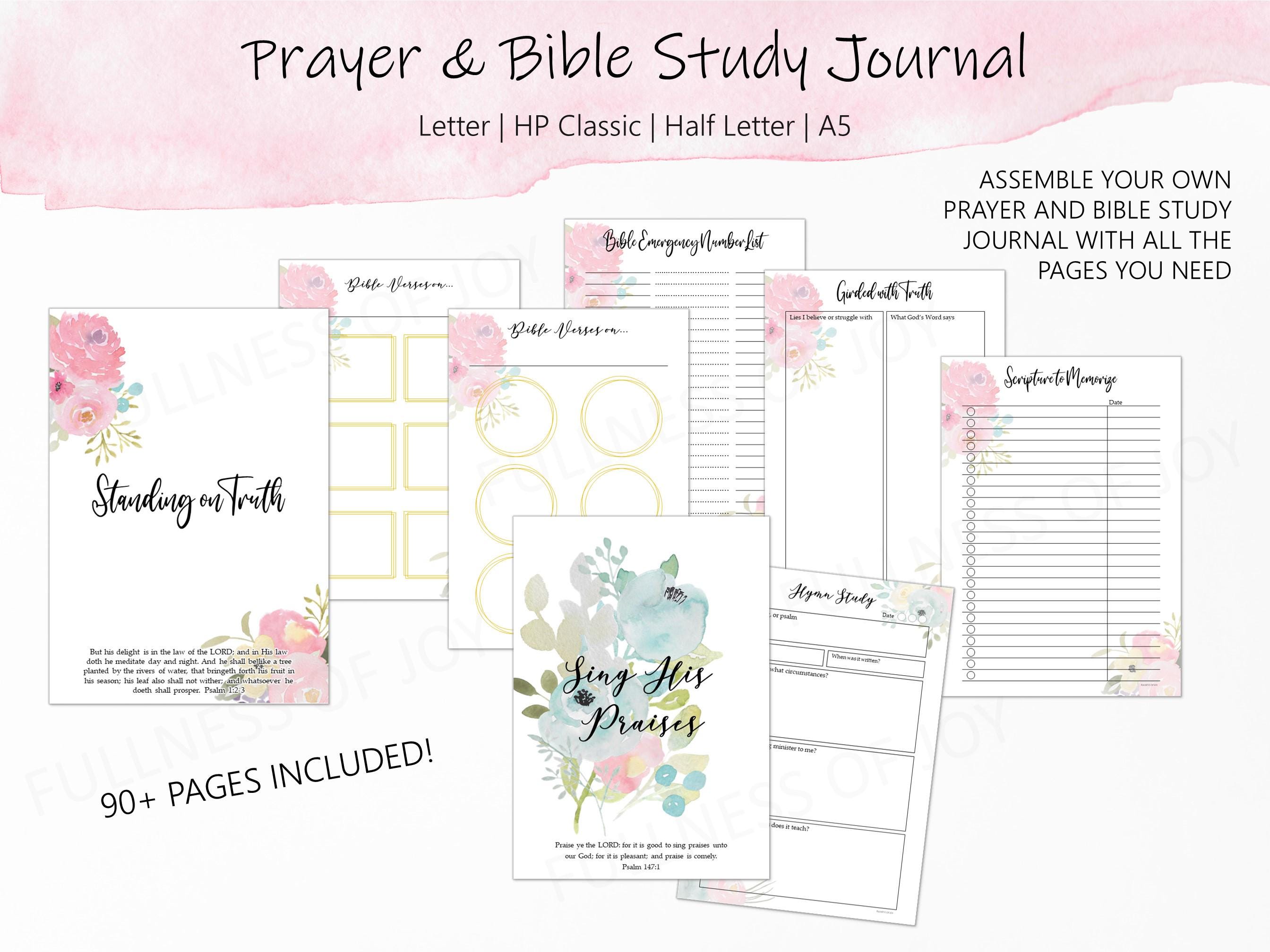 Prayer & Bible Study Journal Printable: Scripture Mapping, Sermon Notes ...