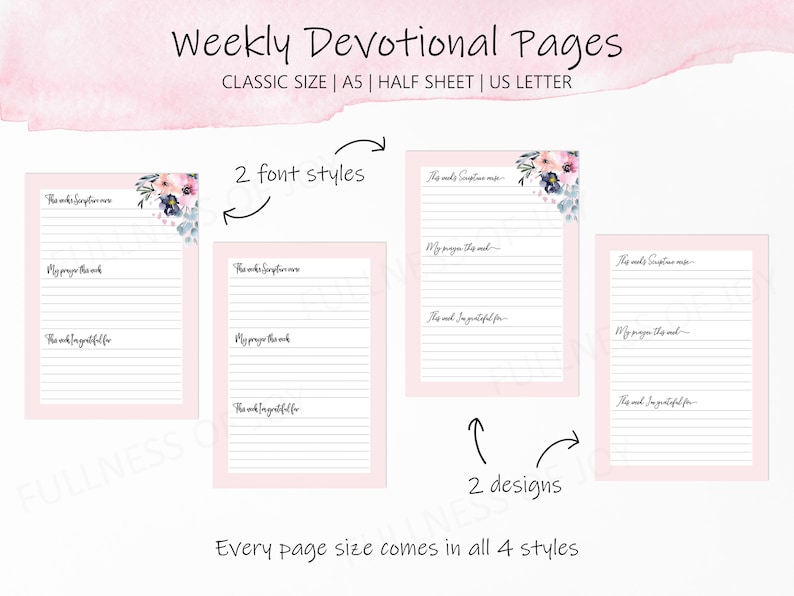 Printable Weekly Devotional Pages Personal Bible Study - Etsy