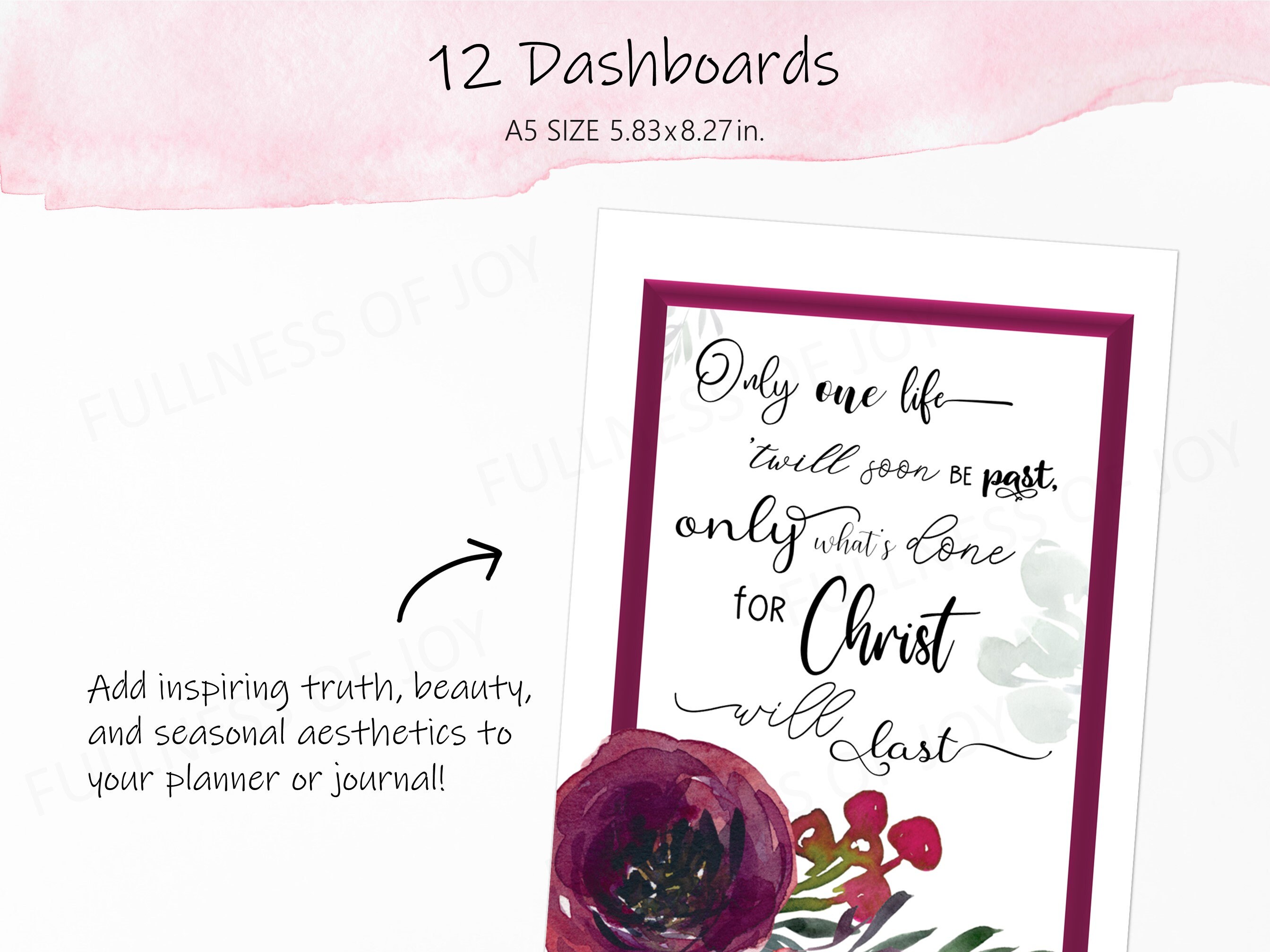 Printable A5 Christian Planner Dividers: Inspirational Floral ...