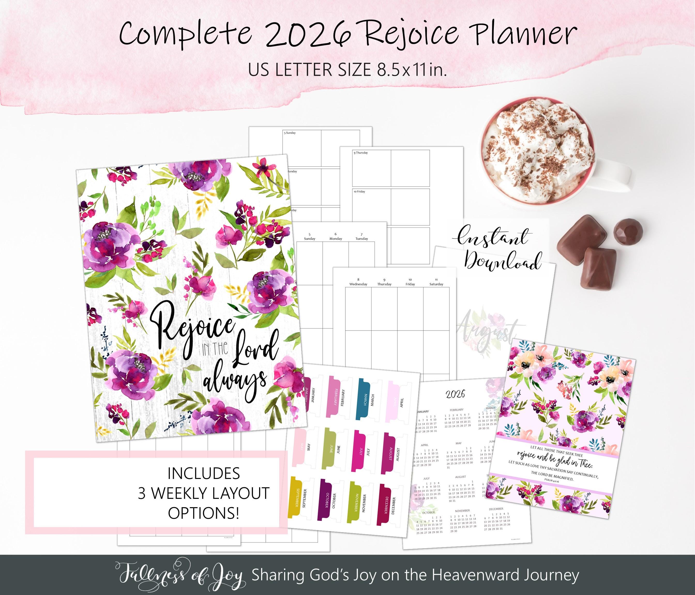 2026 Printable Christian Planner: Letter Size, Rejoice in the Lord - Etsy