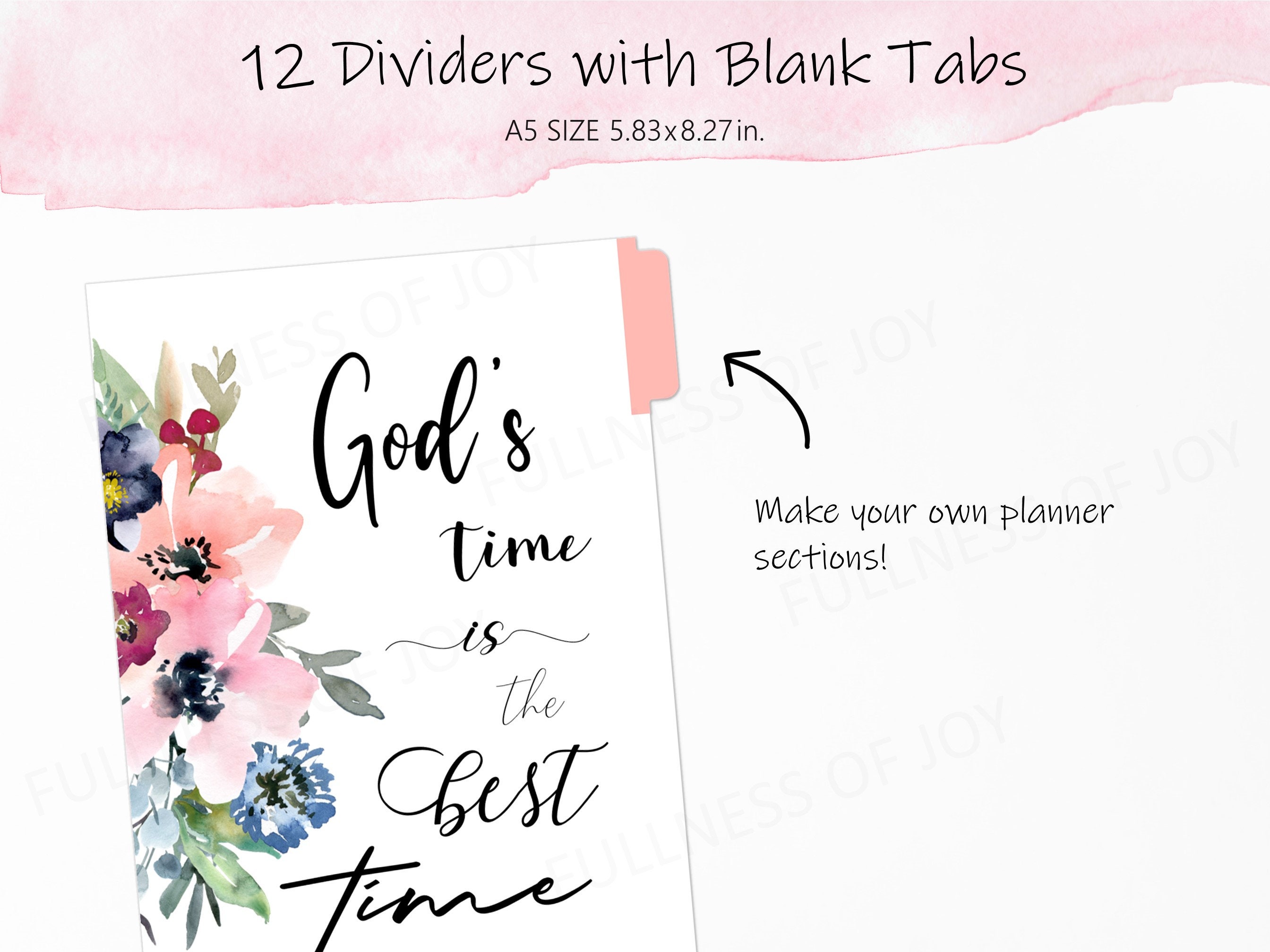 Printable A5 Christian Planner Dividers: Inspirational Floral ...