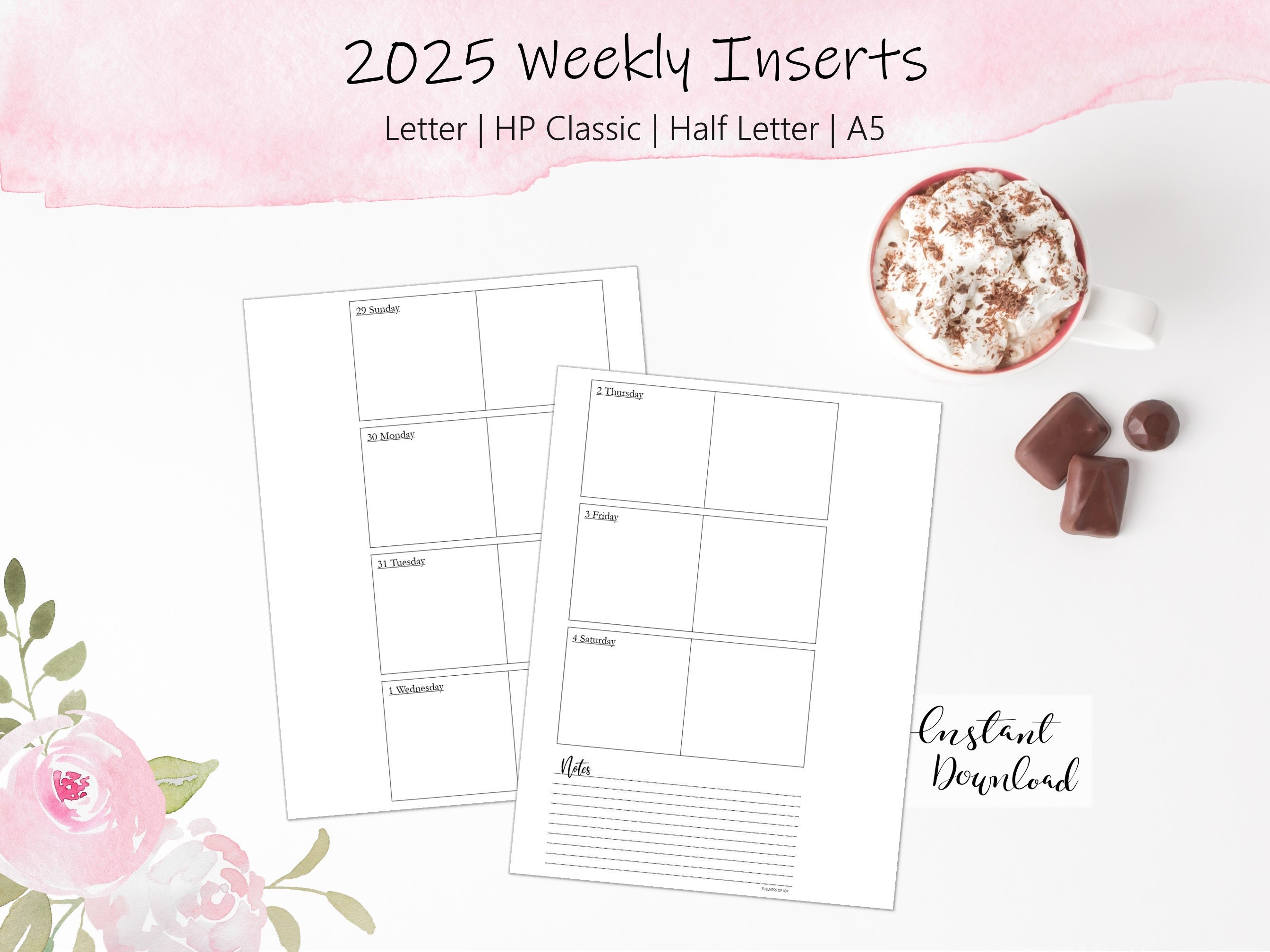 2025 Weekly Planner Printable PDF for Daily Planner Weekly Schedule ...