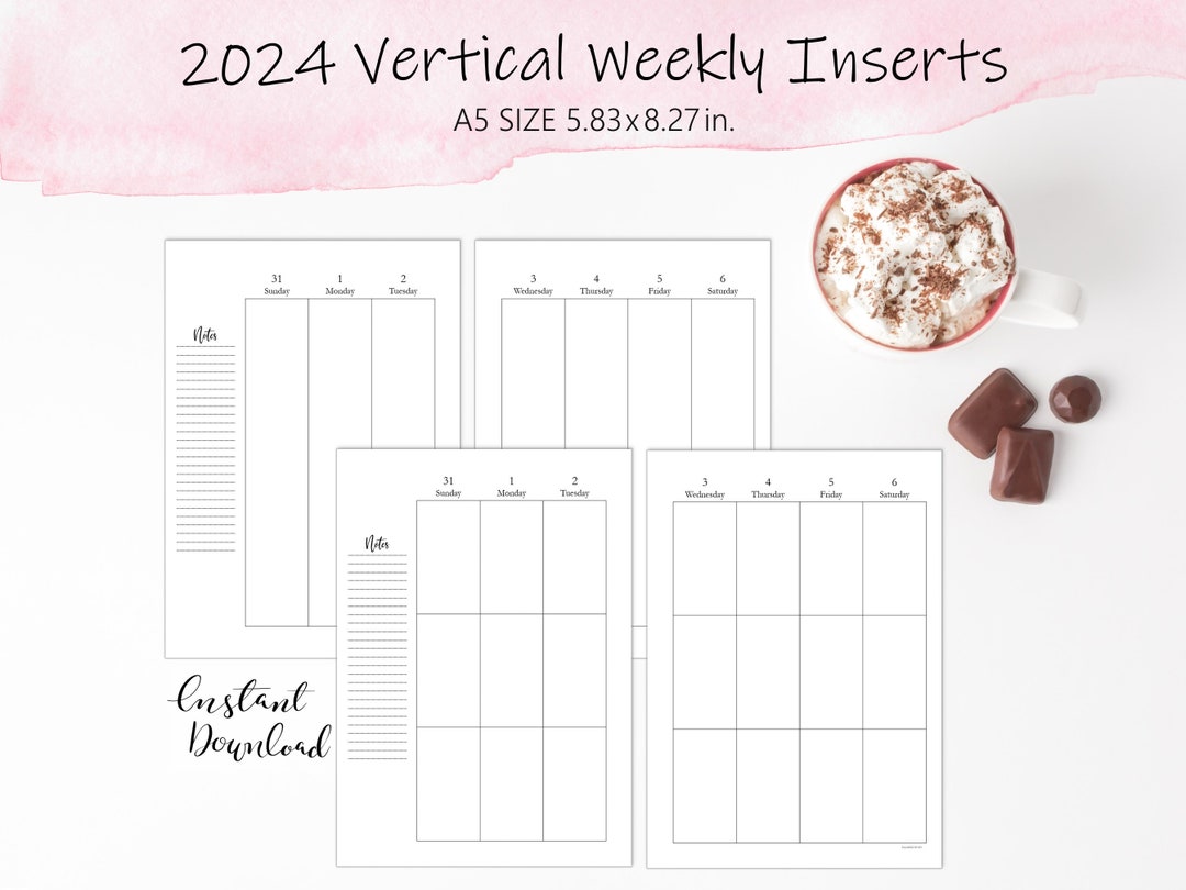 2024 Printable A5 Weekly Planner Inserts A5 Binder 6 Ring Planner ...