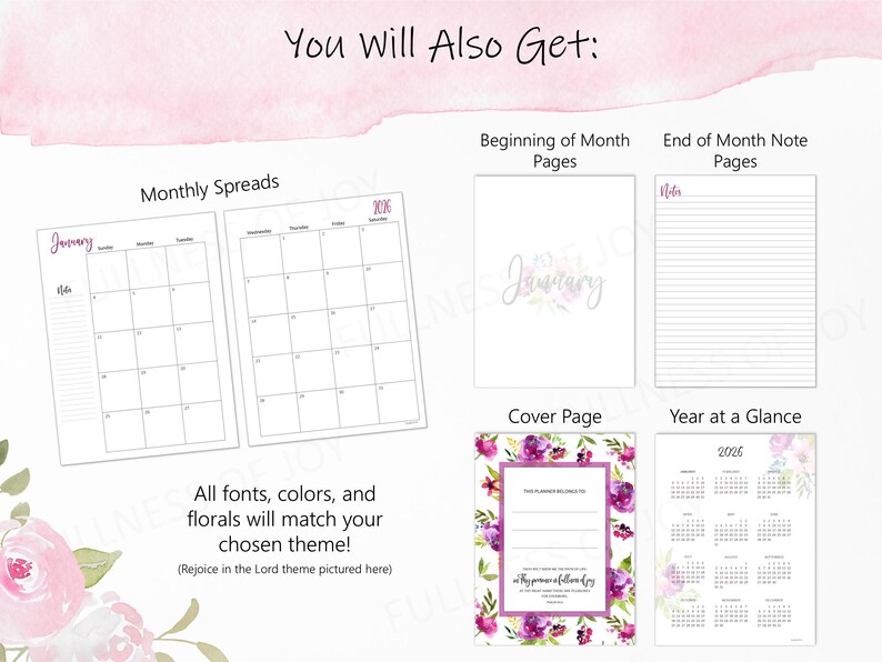 Custom 2026 Christian Planner Printable: Floral Faith Planner (digital ...
