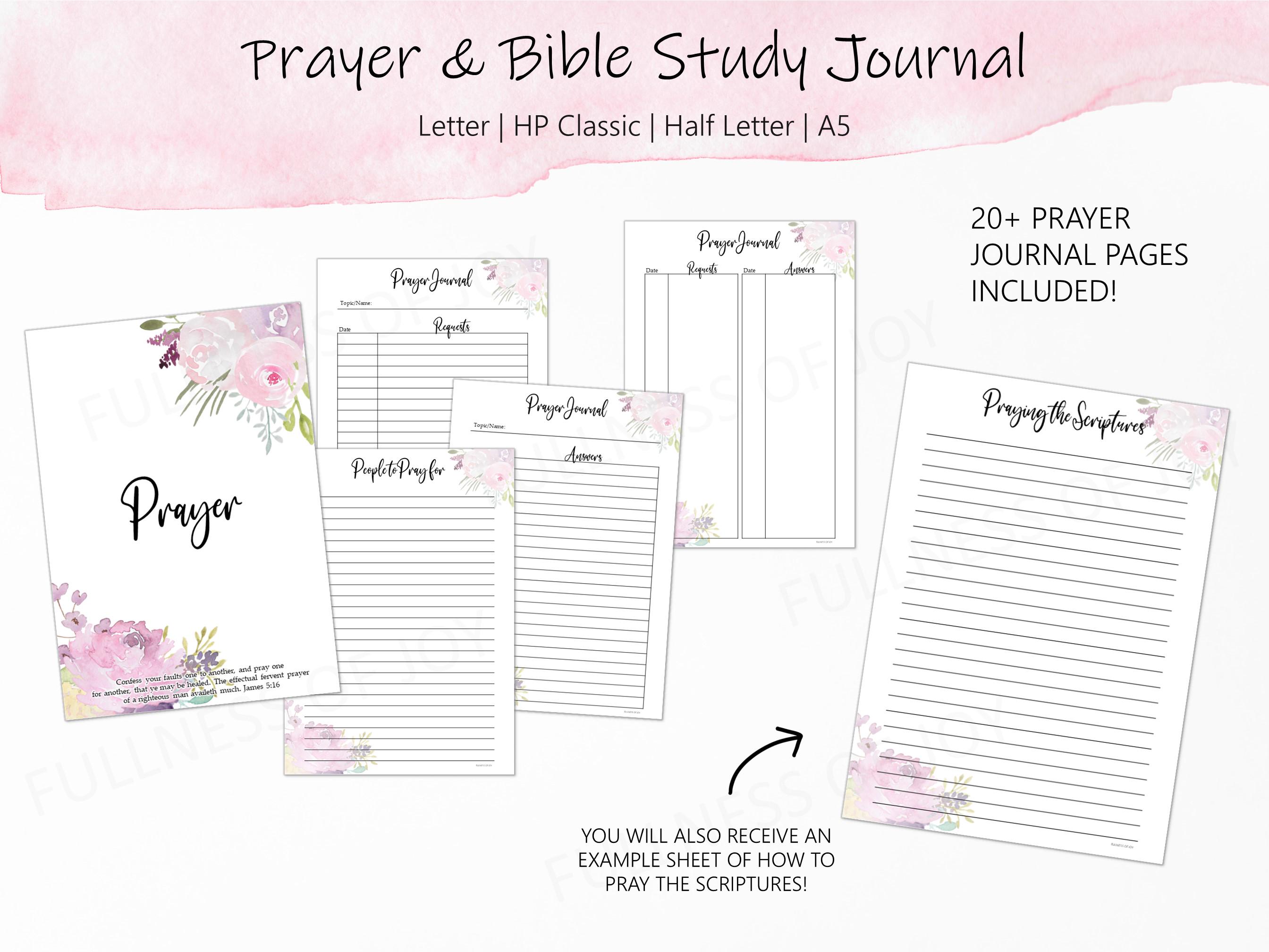 Prayer & Bible Study Journal Printable: Scripture Mapping, Sermon Notes ...