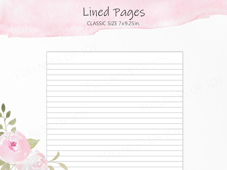 Notes Page Printable Classic Size Line Note Paper - Classic Size ...
