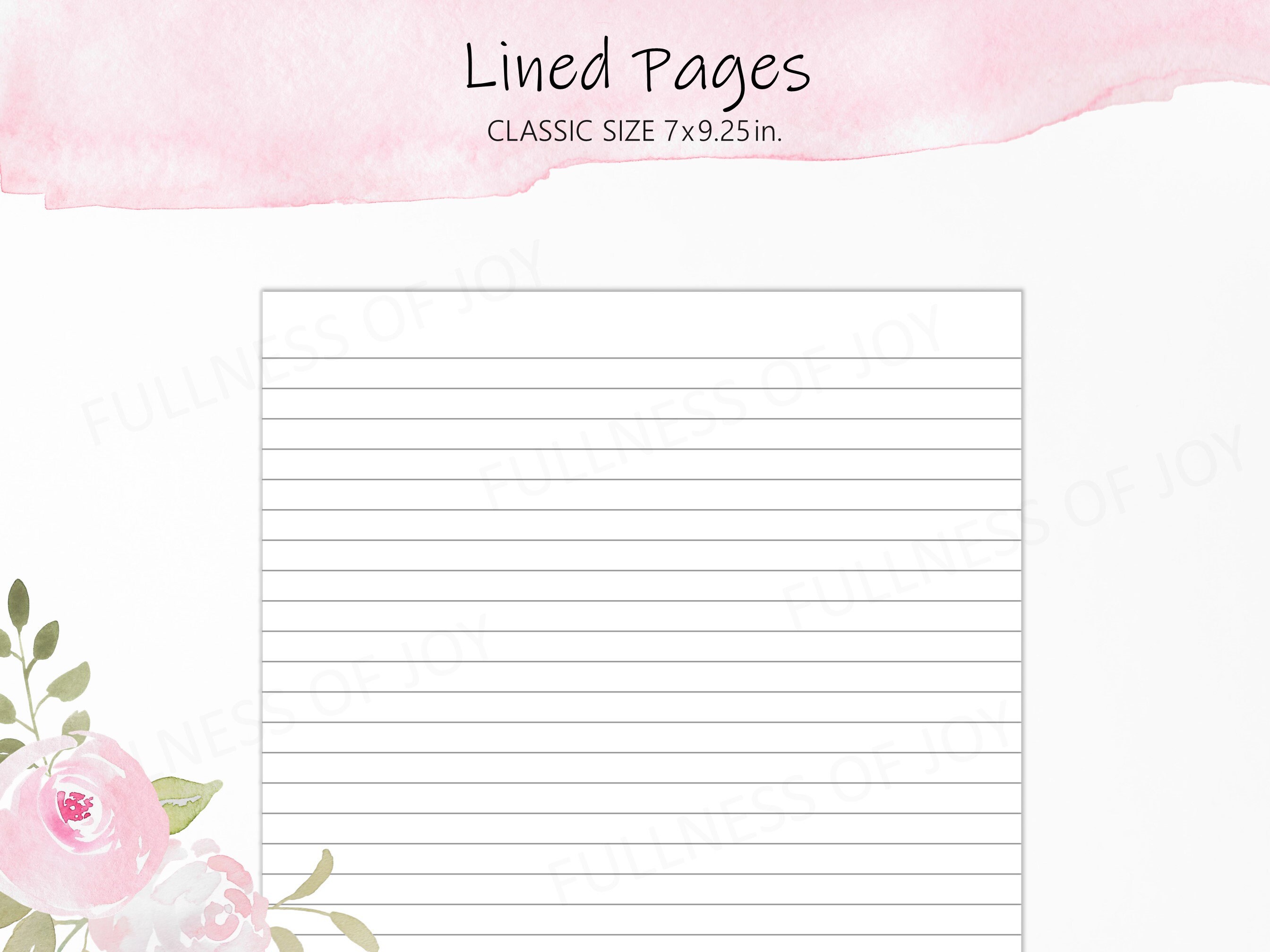 Notes Page Printable Classic Size Line Note Paper - Classic Size ...