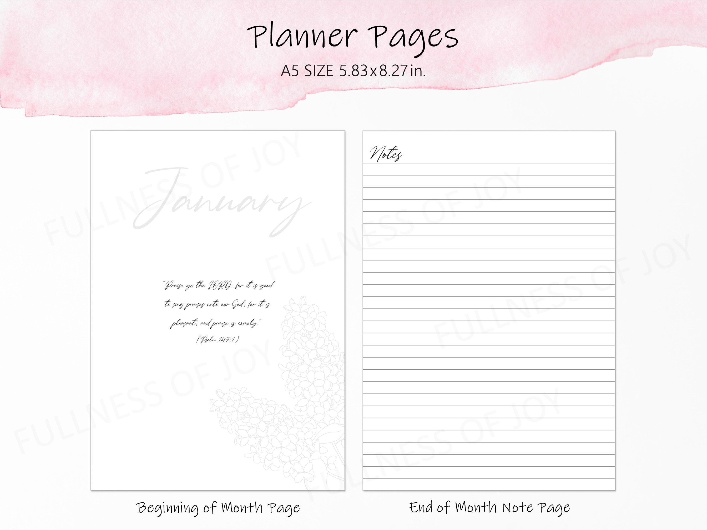Printable 2024 A5 Christian Planner With Coloring Page Dividers ...