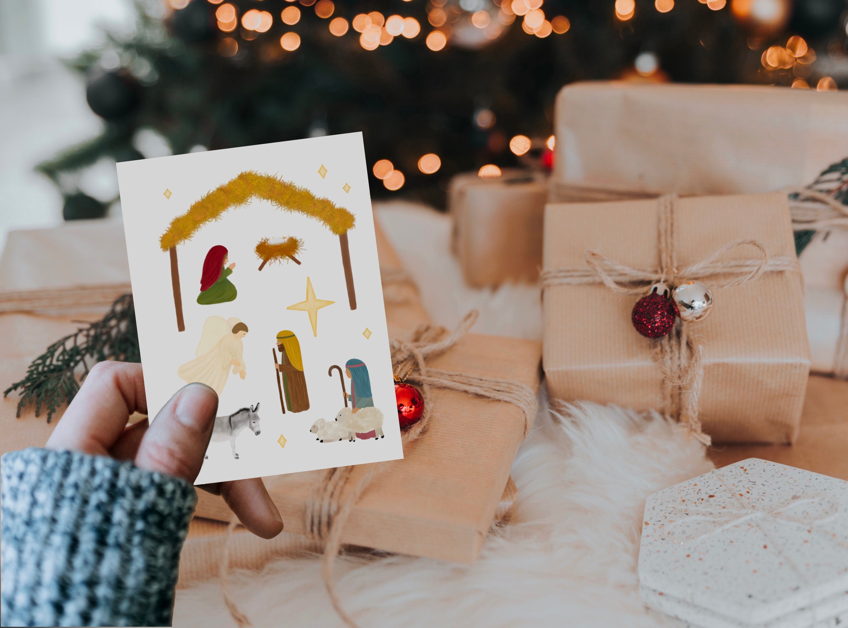 Printable Nativity Scene Stickers: O Holy Night, Christmas Manger (PNG ...