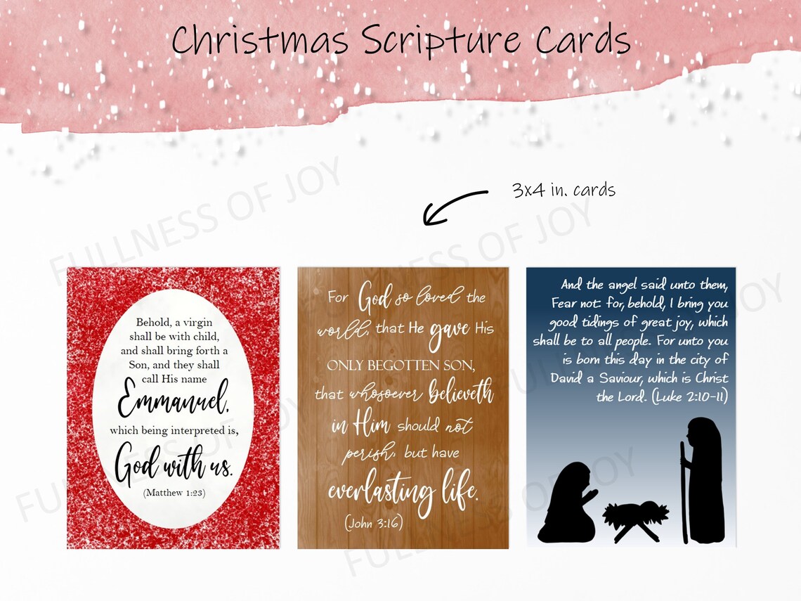 Christmas Scripture Cards Printable Christmas Ephemera - Scripture ...