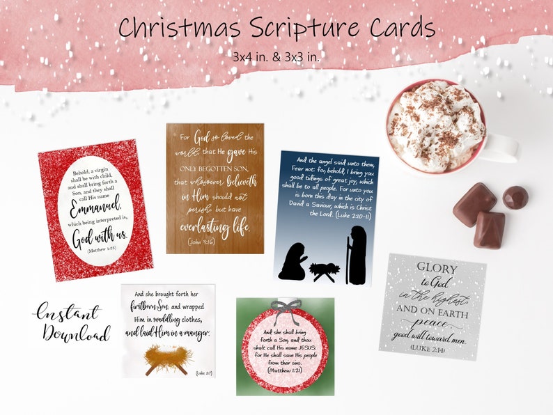 Christmas Scripture Cards Printable Christmas Ephemera - Scripture ...