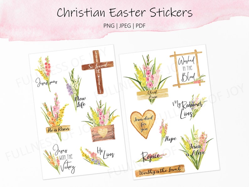 Christian Easter Sticker Printable for Easter Gift Resurrection Sticker ...