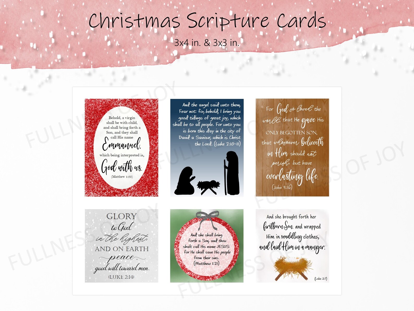 Christmas Scripture Cards Printable Christmas Ephemera - Scripture ...