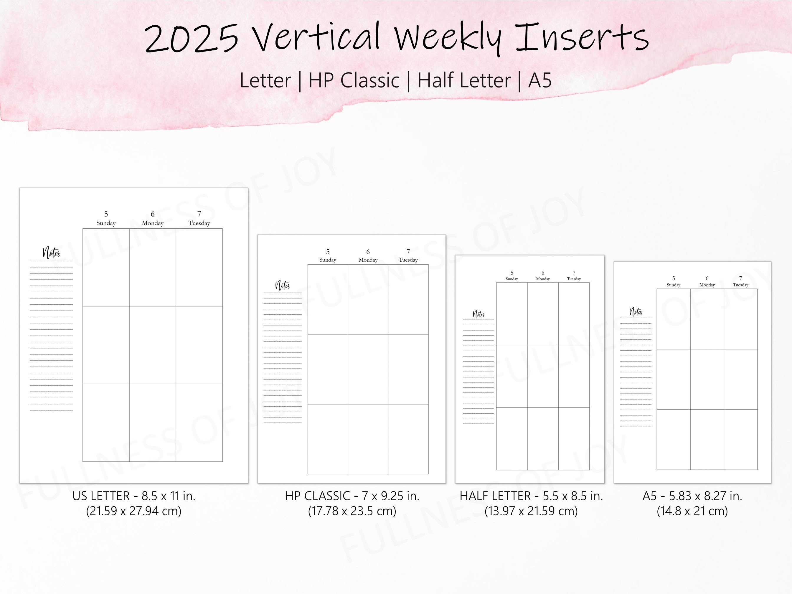 2025 Weekly Planner Printable PDF Vertical Layout Daily Planner With ...