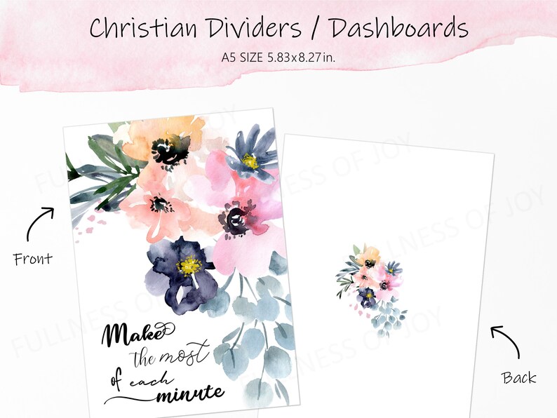 Printable A5 Christian Planner Dividers: Inspirational Floral ...