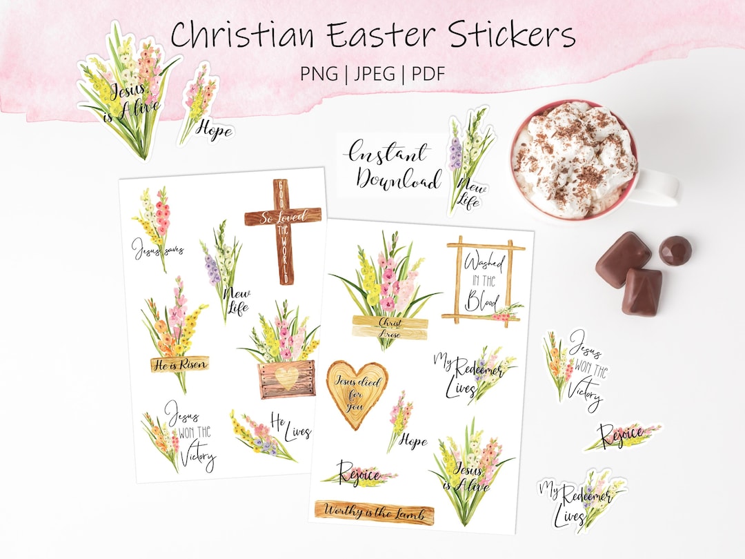 Christian Easter Sticker Printable for Easter Gift Resurrection Sticker ...