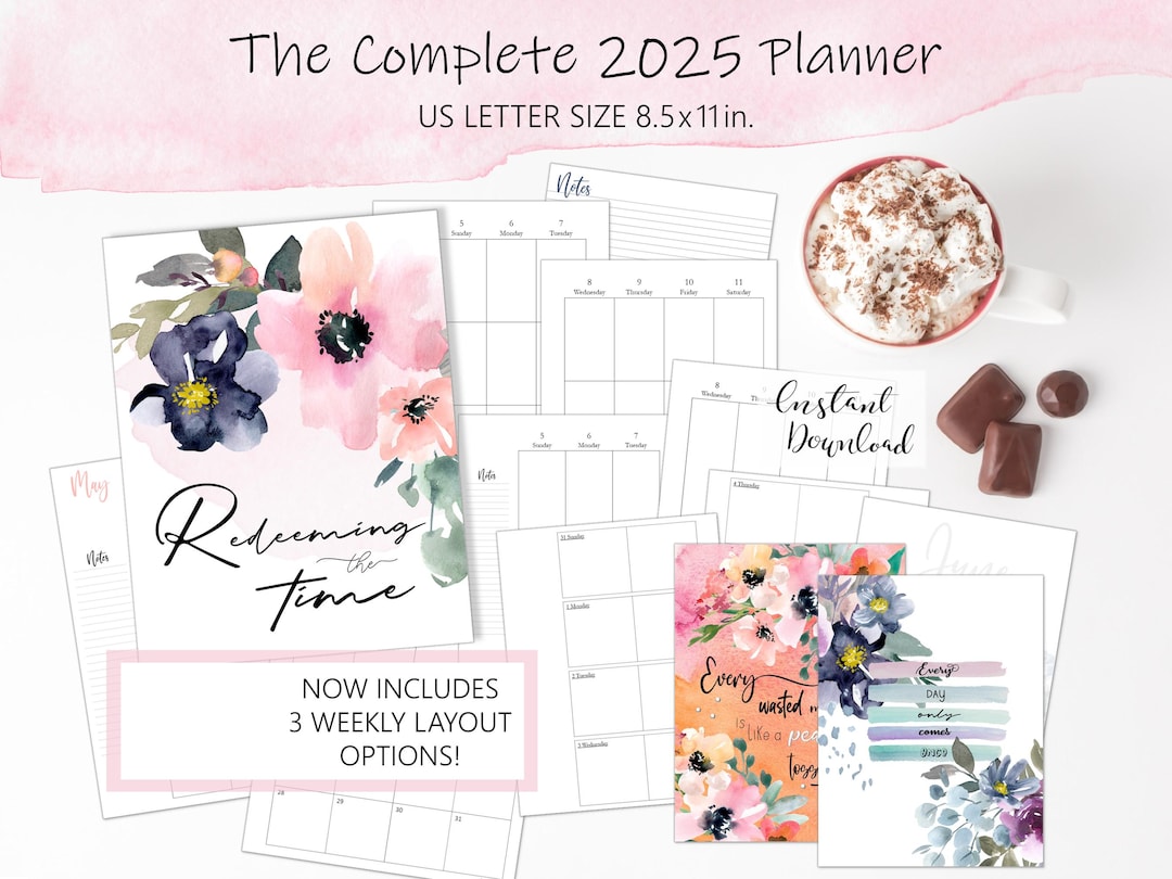 Printable Christian Planner 2025 Letter Size Planner With Florals ...