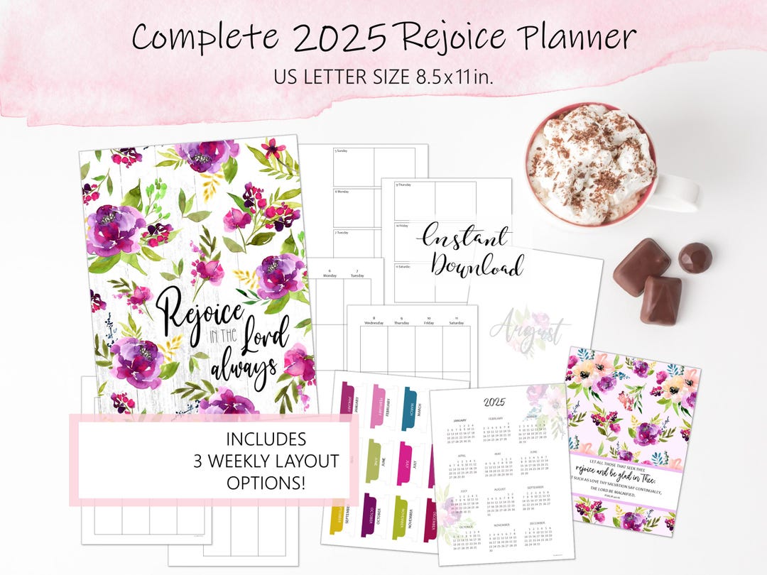 Printable Christian Planner 2025 Letter Size Planner With Florals ...