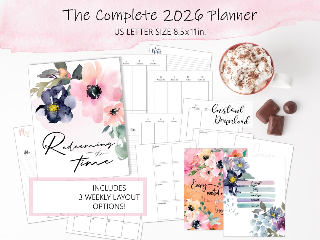 Printable Christian Planner 2026 Letter Size Planner With Floral ...