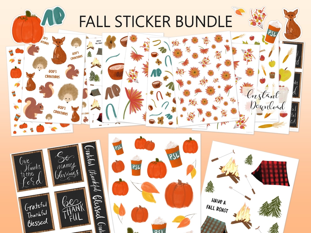Printable Fall Sticker Pack Hand Drawn Christian Fall - Etsy Canada