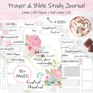 Prayer & Bible Study Journal Printable: Scripture Mapping, Sermon Notes ...