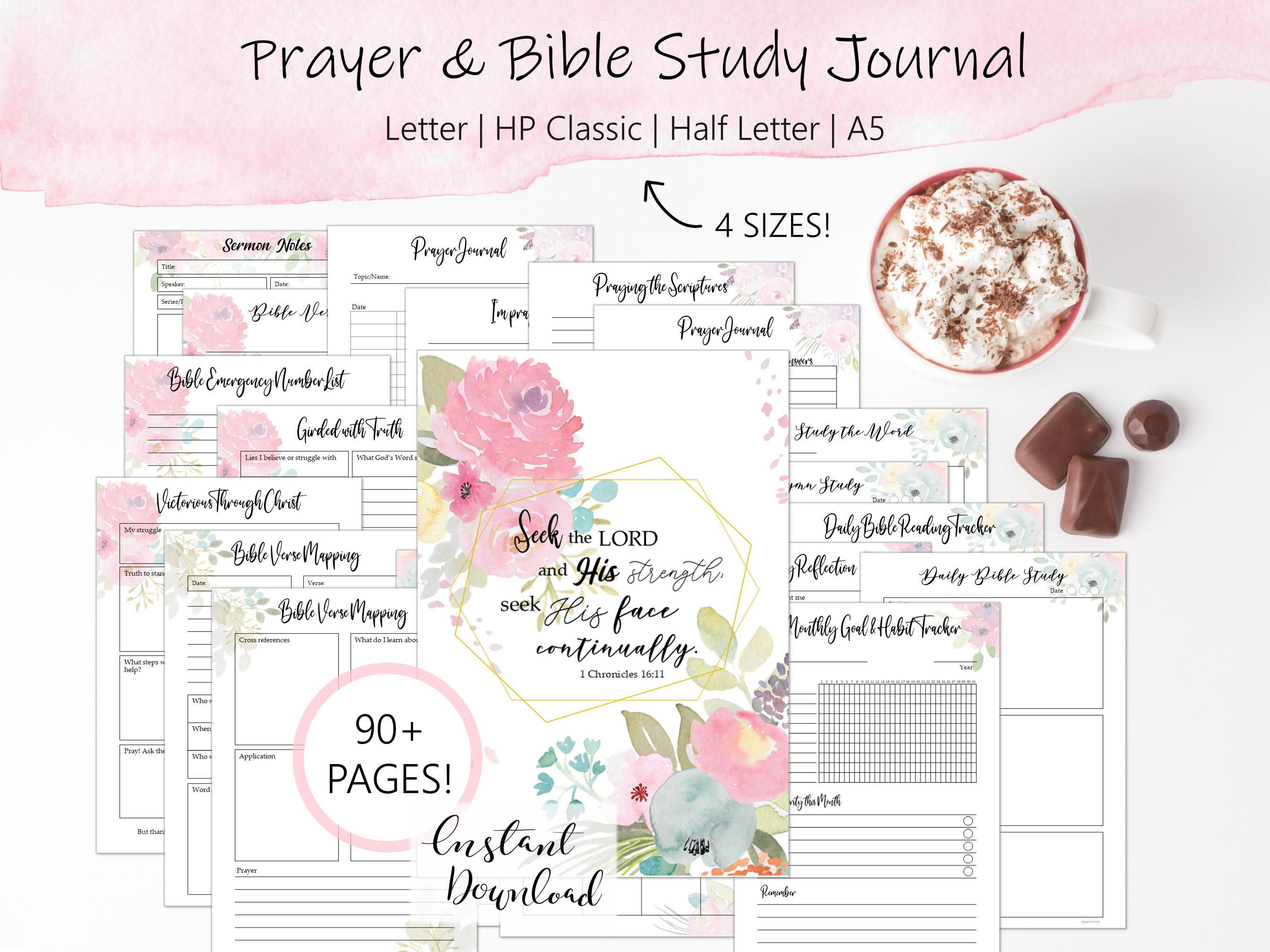 Prayer & Bible Study Journal Printable: Scripture Mapping, Sermon Notes ...