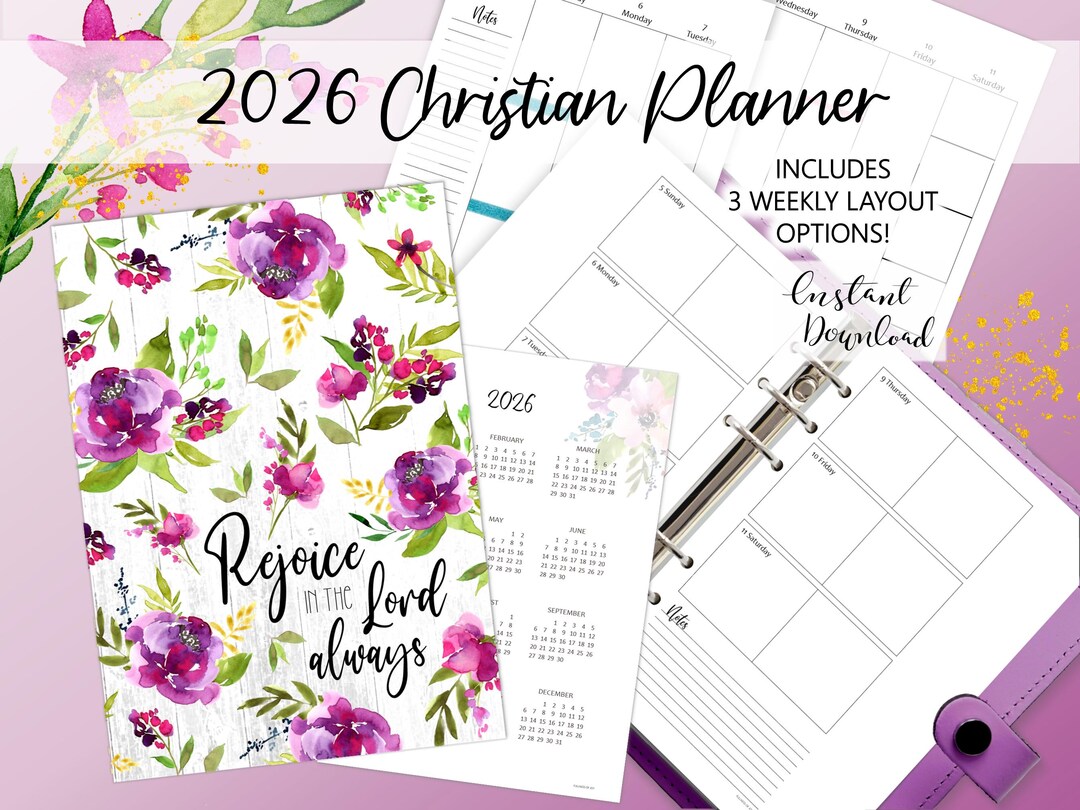 2026 Christian Planner A5: Floral Daily Agenda (digital Download) - Etsy