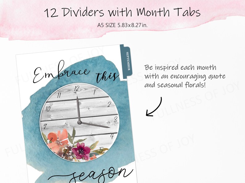 Printable A5 Christian Planner Dividers: Inspirational Floral ...