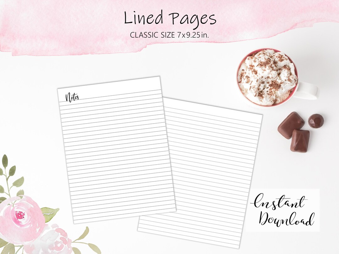 Notes Page Printable Classic Size Line Note Paper - Classic Size ...