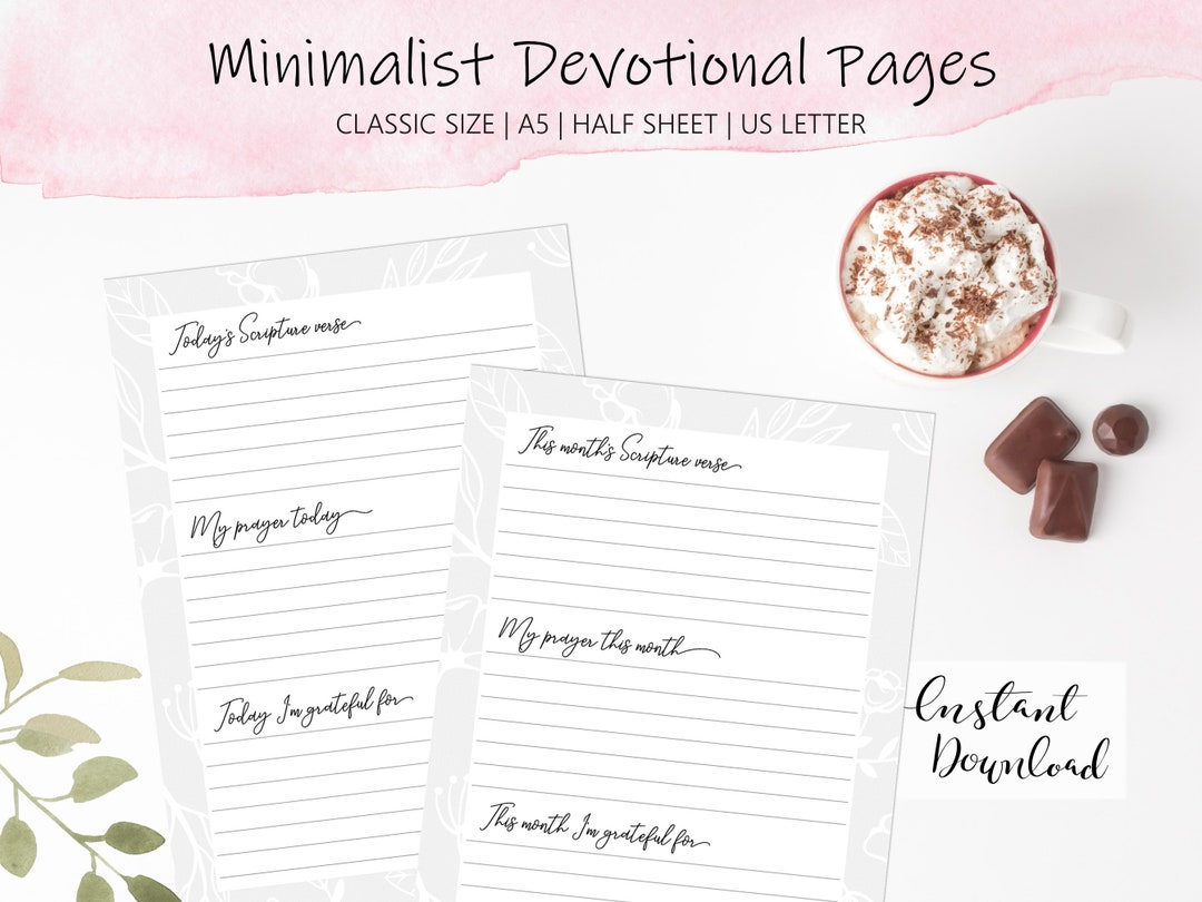 Printable Devotional Pages for Minimalist Daily Journal for Prayer and ...