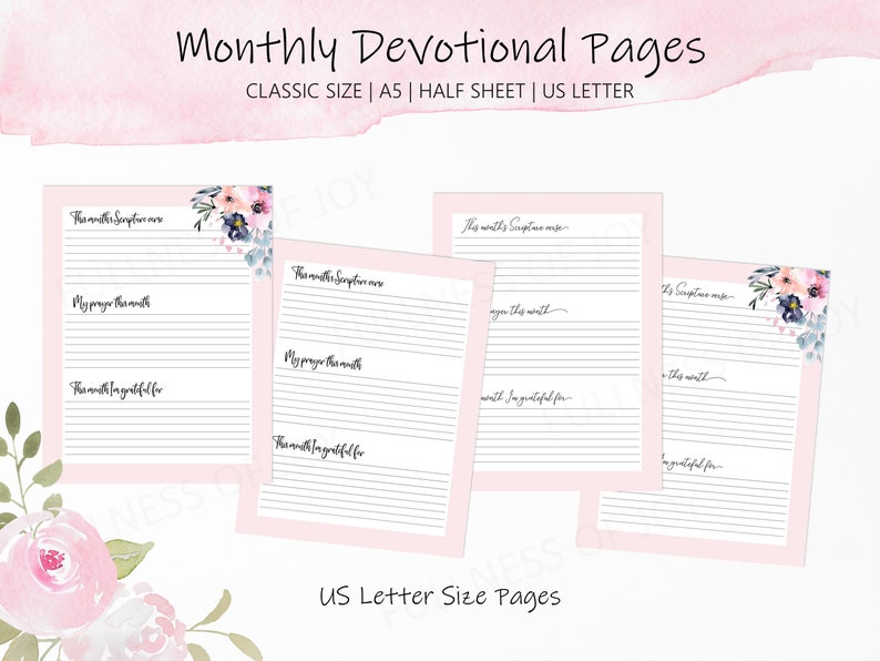 Prayer Journal Printable With Scripture Writing for Monthly Vision ...
