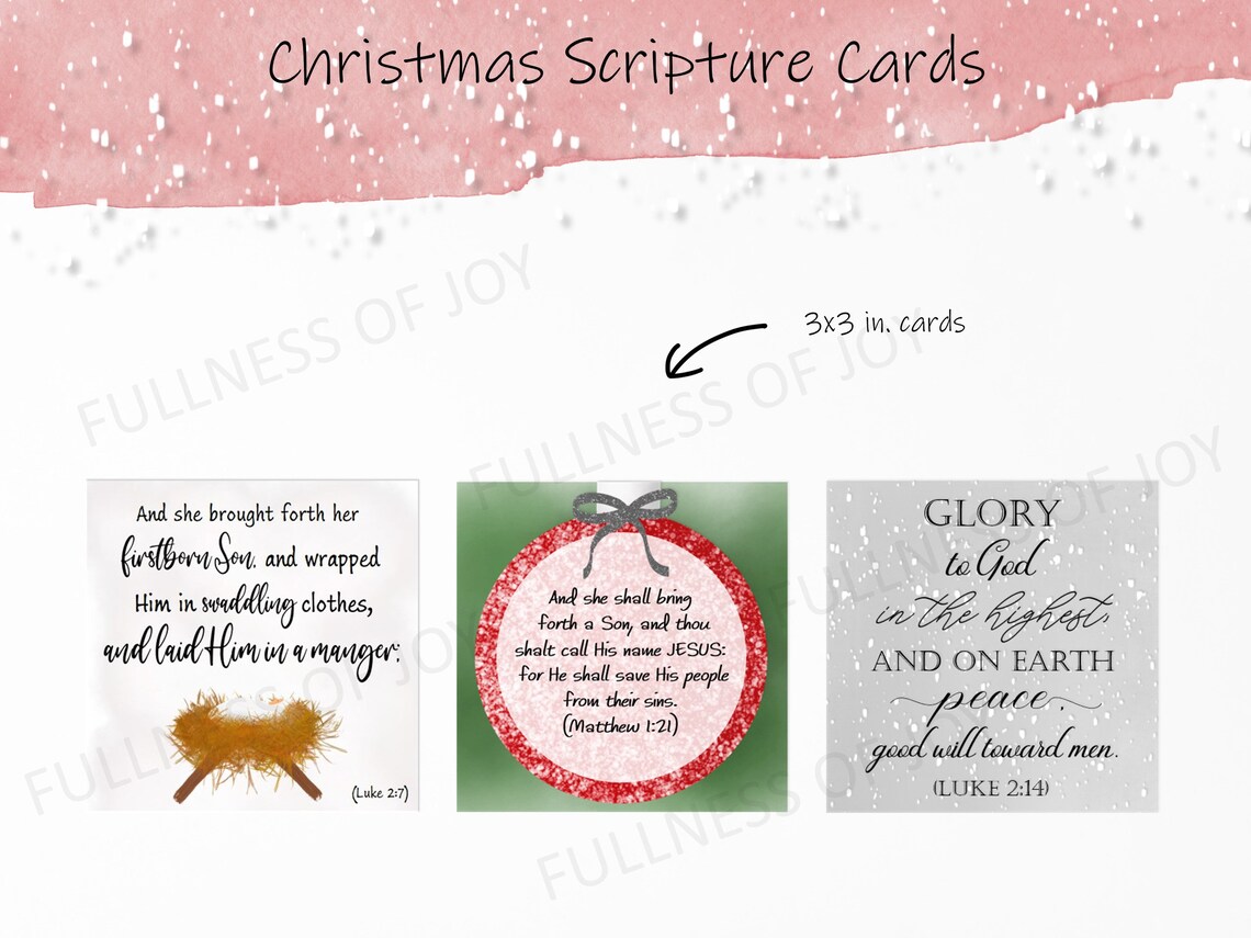 Christmas Scripture Cards Printable Christmas Ephemera - Scripture ...